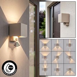 hofstein LED Up & Down Au&szlig;enwandleuchte Tamarin mit Bewegungsmelder, warmwei&szlig; 3000 Kelvin, IP54 aus Metall, eckiger Fassadenstrahler f&uuml;r Terrasse und Garten, 