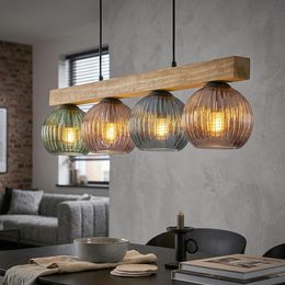 hofstein Koyoto H&auml;ngeleuchte Glas 15 cm Naturfarben, Schwarz, 4-flammig