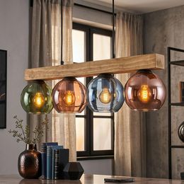 hofstein Koyoto H&auml;ngeleuchte Glas 15 cm Naturfarben, Schwarz, 4-flammig