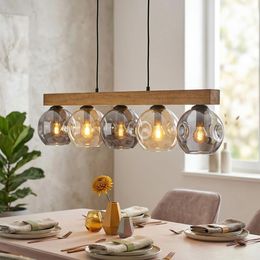 hofstein Ripoll H&auml;ngeleuchte Glas 15 cm Naturfarben, Schwarz, 5-flammig