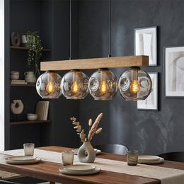 hofstein Ripoll H&auml;ngeleuchte Glas 15 cm Naturfarben, Schwarz, 4-flammig