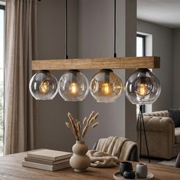 hofstein Ripoll H&auml;ngeleuchte Glas 15 cm Naturfarben, Schwarz, 4-flammig