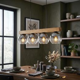 hofstein Koyoto H&auml;ngeleuchte Glas 15 cm Naturfarben, Schwarz, 4-flammig
