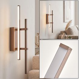 hofstein Moderne l&auml;ngliche LED-Wandleuchte Kiron, in Sandfarben, 3000 Kelvin warmwei&szlig; Metall, wei&szlig;er Schirm, rechteckiger K&ouml;rper mit Querstreben, 1450 Lumen