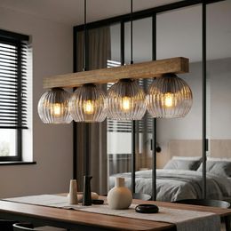 hofstein Koyoto H&auml;ngeleuchte Glas 15 cm Naturfarben, Schwarz, 4-flammig
