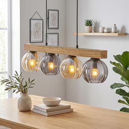 hofstein Koyoto H&auml;ngeleuchte Glas 15 cm Naturfarben, Schwarz, 4-flammig