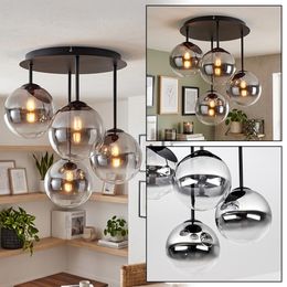 hofstein Moderne Kugel-Deckenleuchte Chehalis mit 4 klaren und rauchfarbenen Glasschirmen, &oslash; 15 cm Metallgestell, Durchmesser 41 cm, G9-Fassung, 15 Watt