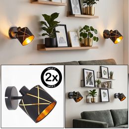hofstein Wandspot Opatija, 2er-Set mit goldfarbenem Lampenschirm mit Ausschnitten, dreh- & schwenkbar Aus Metall, Durchmesser 12 cm, E14, 25 Watt, f&uuml;r die Couch