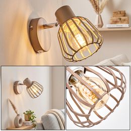 hofstein Keldor Wandleuchte mit Schalter, verstellbare Leseleuchte mit Metallk&auml;fig Als Leselicht neben der Couch, aus Metall in Braun, 40 Watt