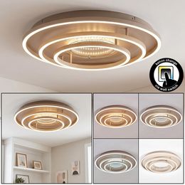 hofstein Melin LED Deckenleuchte rund &Oslash; 51,1 cm, sandfarben mit Infinity-Spiegel-Effekt Metall mit Glasschirm in Klar-Wei&szlig;, 1461 Lumen, 3 Lichtfarben: 3000, 
