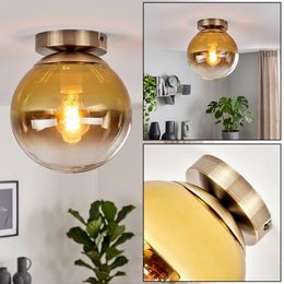 hofstein Retro-Kugelleuchte Gastor mit goldfarbenem Glasschirm &oslash; 20 cm in Altmessing Metallgestell, 15 Watt, E27-Fassung und f&uuml;r externe Dimmer geeignet