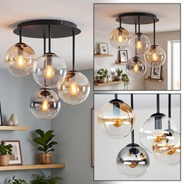 hofstein Gastor Glas-Kugel-Deckenleuchte, Deckenlampe 4-flammig, mehrfarbig &oslash; 15 cm Modernes Metallgestell mit runder Deckenplatte, 25 Watt