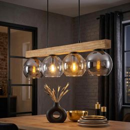 hofstein Koyoto H&auml;ngeleuchte Glas 15 cm Naturfarben, Schwarz, 4-flammig