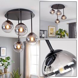 hofstein Chehalis Deckenlampe mit rauchfarbenem Kugel-Glasschirm &oslash; 12 cm, 4-flammig runde Glasleuchte aus Metall mit G9-Fassung, modernem Retro-Vintage-Look 
