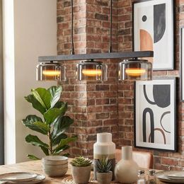 hofstein Folar Pendelleuchte LED Schwarz, 3-flammig