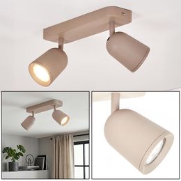 hofstein Lemak LED Deckenleuchte sandfarben, 2-flammig mit dreh- und schwenkbaren Spots Metallgeh&auml;use mit GU10 Fassungen, extern dimmbar, H&ouml;he 16 cm, Spot-&Oslash; 
