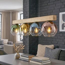 hofstein Koyoto H&auml;ngeleuchte Glas 15 cm Naturfarben, Schwarz, 4-flammig