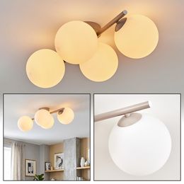 hofstein Gastor Deckenleuchte Kugel mit wei&szlig;en Glasschirmen &oslash; 15 cm, 4-flammig, sandfarben Aus Metall in Sandfarben, Durchmesser 41 cm, Fassung E14, 25 Watt