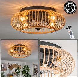 hofstein Oravi Deckenventilator Schwarz, 4-flammig, Fernbedienung