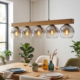 hofstein Koyoto H&auml;ngeleuchte Glas 15 cm Naturfarben, Schwarz, 5-flammig