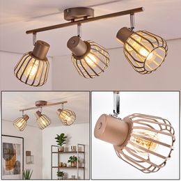 hofstein Keldor 3-flammiger verstellbarer Deckenspot mit mokka-wei&szlig;en Metallk&auml;fig-Schirmen mit E27-Fassungen und Lichteffekt an der Decke, moderner Retro-Look 