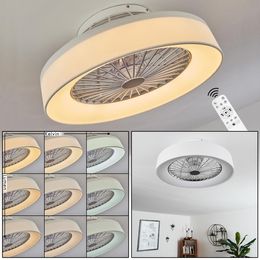 hofstein Moli Deckenventilator LED Wei&szlig;, 1-flammig, Fernbedienung
