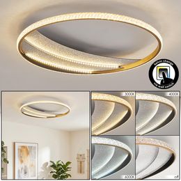 hofstein Calista runde LED Deckenleuchte flach aus goldfarbenem Metall, Ring-Design &Oslash; 52 cm 3 Lichtfarben mit 3000, 4000 und 6000 Kelvin, 2438 Lumen, modern 