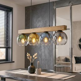 hofstein Koyoto H&auml;ngeleuchte Glas 15 cm Naturfarben, Schwarz, 4-flammig