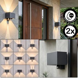 hofstein Almodofa Au&szlig;enwandleuchte 2-er Set LED Anthrazit, 1-flammig, Bewegungsmelder