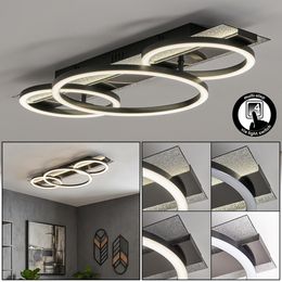 hofstein LED Ring-Deckenleuchte Kordex mit Glitzereffekt, Memoryfunktion, 4000 Kelvin neutralwei&szlig; flache 3-Ring-Form aus Metall, wei&szlig;e Lichtfl&auml;chen, 4000 Kelvin f&uuml;r Wohnzimmer und Esszimmer