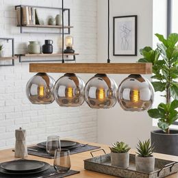 hofstein Koyoto H&auml;ngeleuchte Glas 15 cm Naturfarben, Schwarz, 4-flammig