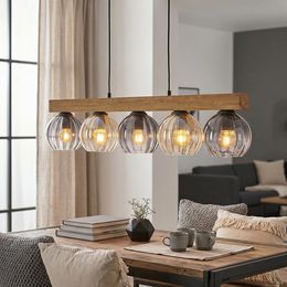 hofstein Koyoto H&auml;ngeleuchte Glas 15 cm Naturfarben, Schwarz, 5-flammig