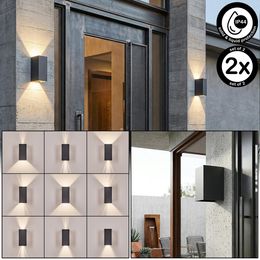 hofstein LED Hoods Au&szlig;enwandleuchte Up Down 2er-Set IP44 mit einstellbarem Lichtkegel anthrazitfarbenes Metallgeh&auml;use in rechteckiger Form, 4000 Kelvin, 600 
