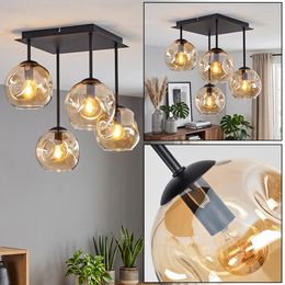 hofstein Kugelleuchte Ripoll mit 4 bernsteinfarbenen Glasschirmen, Cluster-Anordnung, &oslash; 15 cm Aus Metall, Durchmesser 35,5 cm, E14-Fassung und 25 Watt