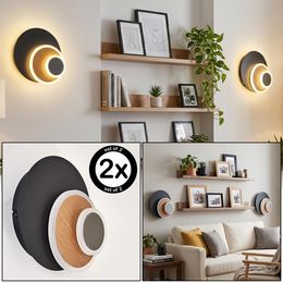 hofstein LED Wandleuchte Lemik, 2er-Set, Holzoptik-Front, verstellbar, 3000 Kelvin warmwei&szlig; Aus Metall mit wei&szlig;em Acrylglas-Schirm, 1490 Lumen und 20 Watt