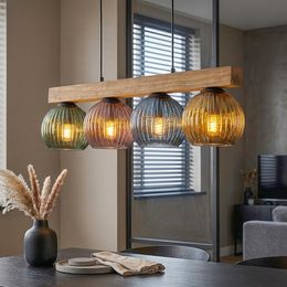 hofstein Koyoto H&auml;ngeleuchte Glas 15 cm Naturfarben, Schwarz, 4-flammig