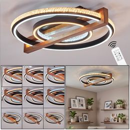 hofstein LED-Deckenleuchte Selani, dimmbar per Fernbedienung, Lichtfarbe einstellbar 2700-6500 Kelvin Holzbalken in Naturfarben, Memory- und Nachtlichtfunktion