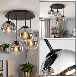 hofstein Cluster-Deckenleuchte Koyoto mit 4 klaren und rauchfarbenen Glaskugelschirmen, &oslash; 15 cm Aus Metall, &oslash; 38 cm, E14, 25 Watt, mit modernem Gestell
