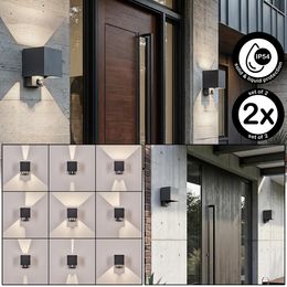 hofstein Almodofa Au&szlig;enwandleuchte 2-er Set LED Anthrazit, 1-flammig, Bewegungsmelder