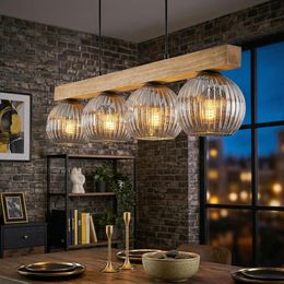 hofstein Ripoll H&auml;ngeleuchte Glas 15 cm Naturfarben, Schwarz, 4-flammig