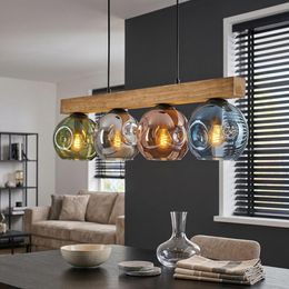 hofstein Ripoll H&auml;ngeleuchte Glas 15 cm Naturfarben, Schwarz, 4-flammig
