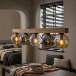 hofstein Koyoto H&auml;ngeleuchte Glas 15 cm Naturfarben, Schwarz, 5-flammig