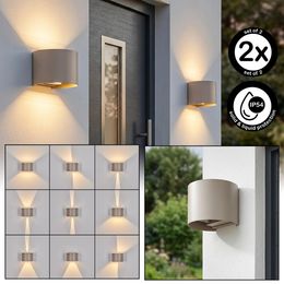 hofstein Tamarin LED Au&szlig;enwandleuchte 2er-Set sandfarben IP54 mit verstellbarem Lichtkegel Up & Down Leuchte aus Metall, 6 Watt, 3000 Kelvin, 350 Lumen, modern
