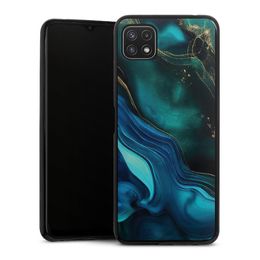 DeinDesign Galaxy A22 5G Handy Slim Case extra d&uuml;nn Silikon Handyh&uuml;lle schwarz H&uuml;lle Marble Art Ombre Silikon Slim Case