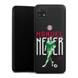 DeinDesign Galaxy A22 5G Handy Slim Case extra d&uuml;nn Silikon Handyh&uuml;lle schwarz H&uuml;lle Manuel Neuer Fc Bayern M&uuml;nchen Official Licensed Product Silikon Slim Case