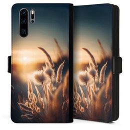 DeinDesign Huawei P30 Pro Handy Klapph&uuml;lle Handyh&uuml;lle aus Kunst Leder schwarz Flip Case Sun Pampasgras Nature Sideflip mit langer Lasche