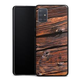 DeinDesign Galaxy A51 Handy Hard Case Schutzh&uuml;lle schwarz Smartphone Backcover Beams Wood Wooden Look Hard Case