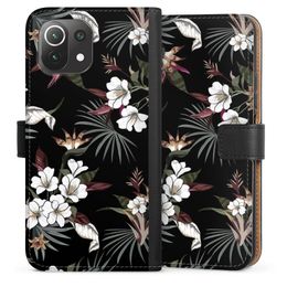 DeinDesign Xiaomi Mi 11 Lite 5G Handy Klapph&uuml;lle Handyh&uuml;lle aus Kunst Leder schwarz Flip Case Flowers Muster Autumn Sideflip mit langer Lasche