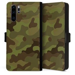 DeinDesign Huawei P30 Pro Handy Klapph&uuml;lle Handyh&uuml;lle aus Kunst Leder schwarz Flip Case Camouflage Tarnmuster Army Sideflip mit langer Lasche