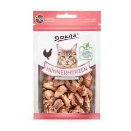 Dokas Katzen Snacks, H&uuml;hnerherzen, 15g, Gefriergetrocknet, Erg&auml;nzungsfuttermittel Katze